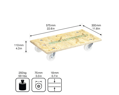 Transportplatta WAGNER System 57,5x30x11cm 250kg - köp på HORNBACH.se